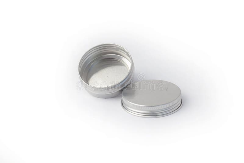 Silver Metal Container for Creme Stock Photo - Image of empty, steel ...