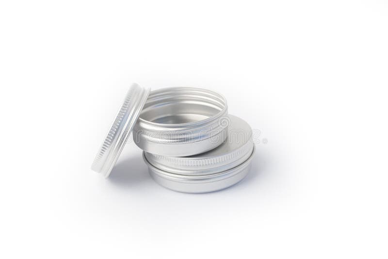 Silver Metal Container for Creme Stock Photo - Image of silver, steel ...