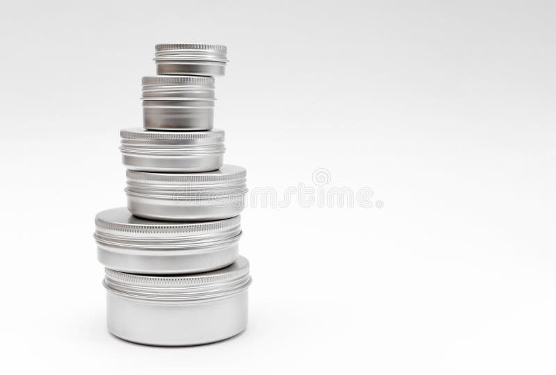 Silver Metal Containers for Cosmetics Stock Photo - Image of ...