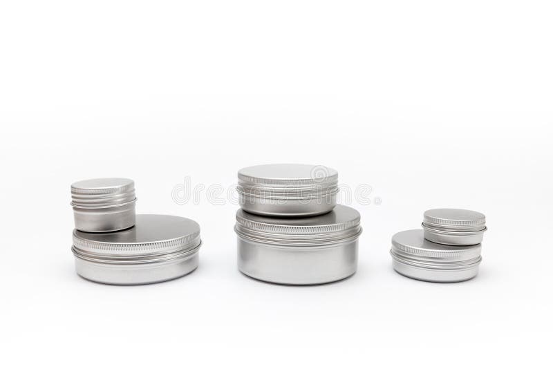 Silver Metal Containers for Cosmetics Stock Photo - Image of design ...