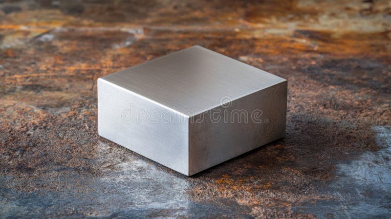 Silver Metal Cube on Rusty Surface Stock Illustration - Illustration of ...
