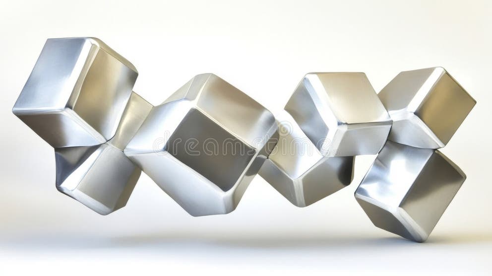Silver Metal Cubes Abstract Sculpture on White Background Stock ...