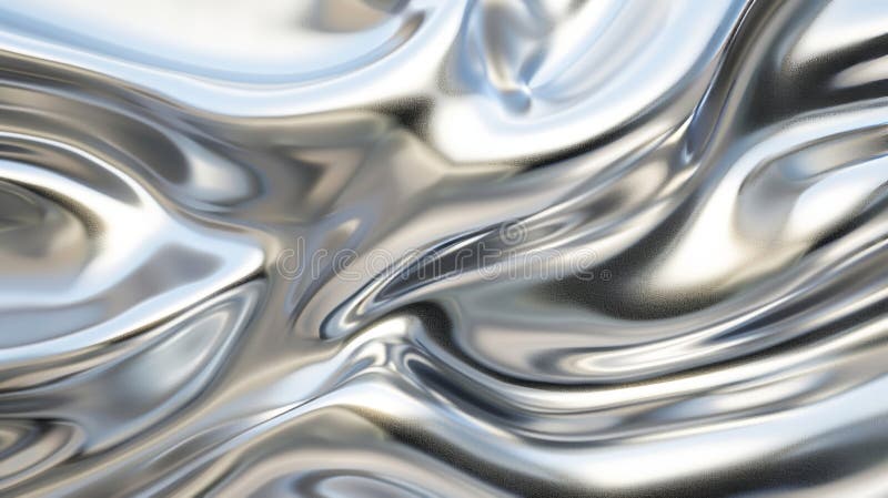 Silver Metal Fluid Glossy Chrome Mirror Water Effect Background ...