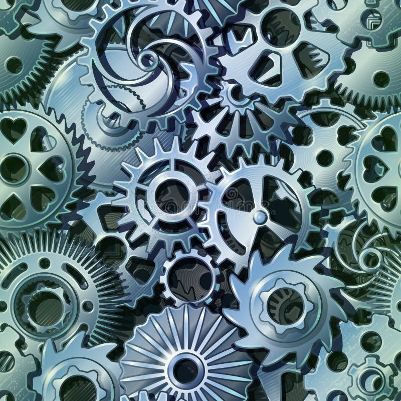 Silver Metal Gears Pattern stock vector. Illustration of element - 80978892