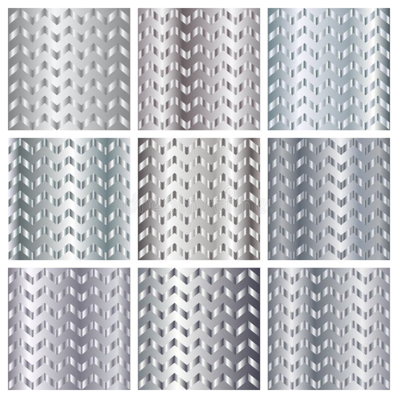 Silver Metal Gradient Chevron Pattern Backgrounds Set Stock Vector ...