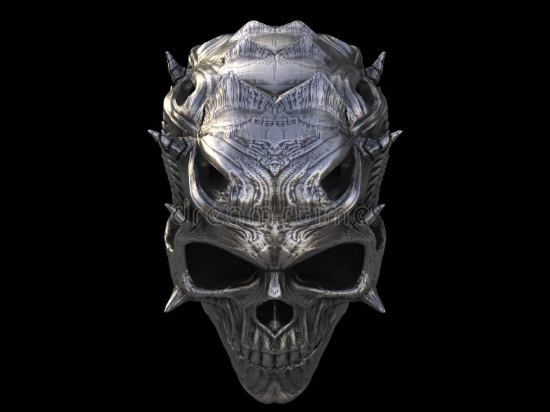 Silver metal demon skull stock image. Image of isolated - 101050963