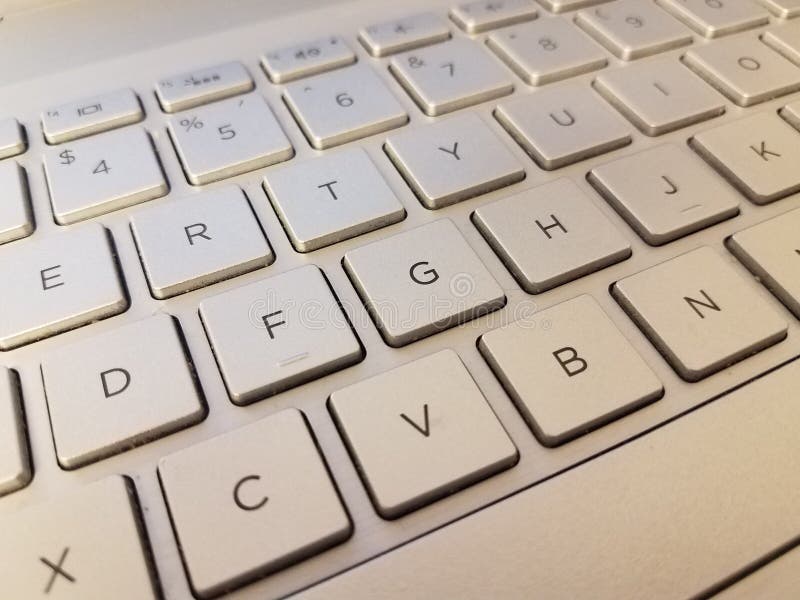 Silver Metal Keyboad on Computer with Letters Stock Image - Image of ...