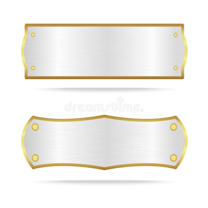 Silver metal label with stock vector. Illustration of nameplate - 90222253