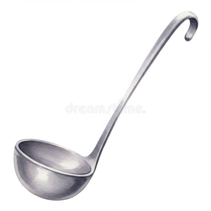 Silver Metal Ladle Illustration on White Background Stock Illustration ...