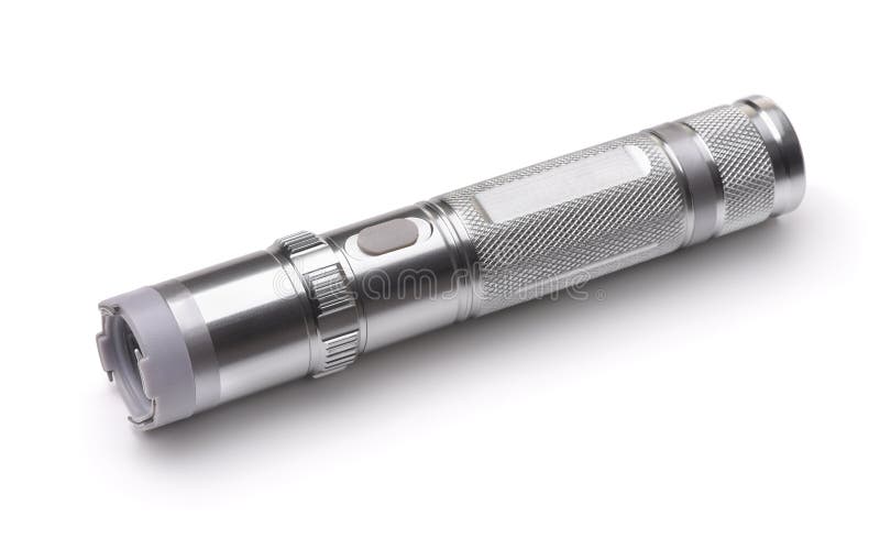 Silver Metal Led Flashlight Stock Image - Image of aluminum, modern ...