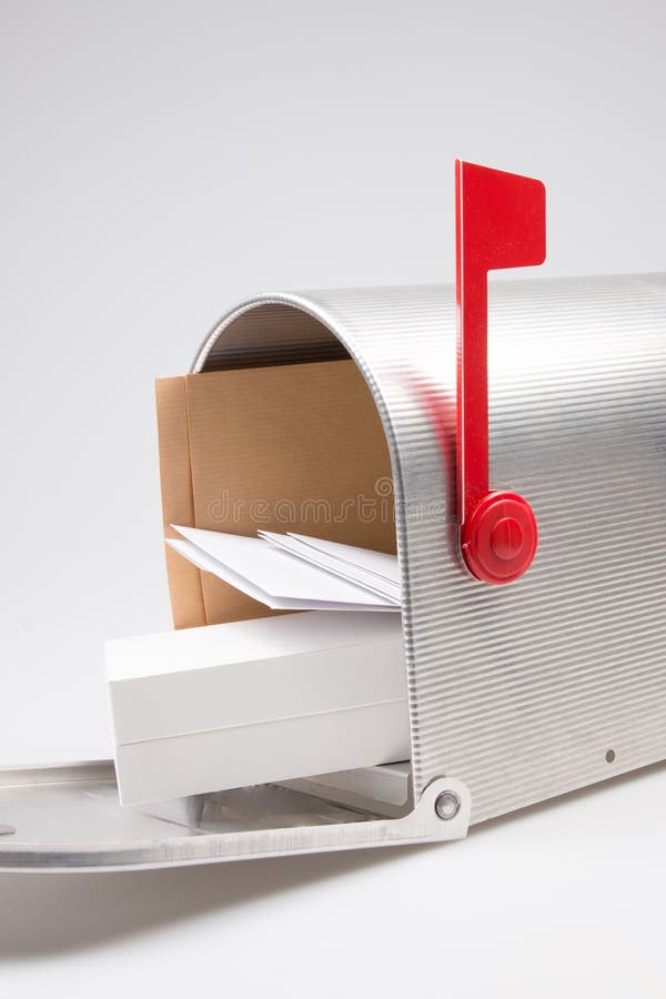 Open Mailbox Isolated on White Stock Image - Image of silver, open ...