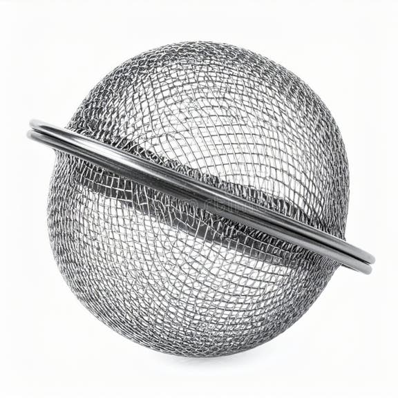Silver Metal Mesh Sphere on White Background Stock Illustration ...