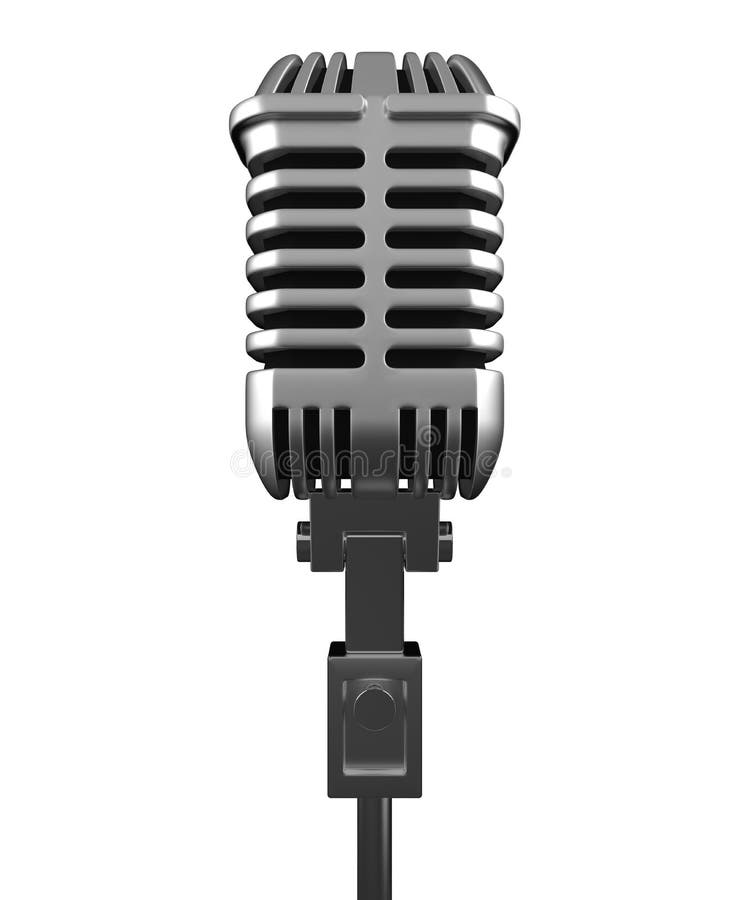 Silver Metal Microphone Isolate on White Background with Clipping Mask ...