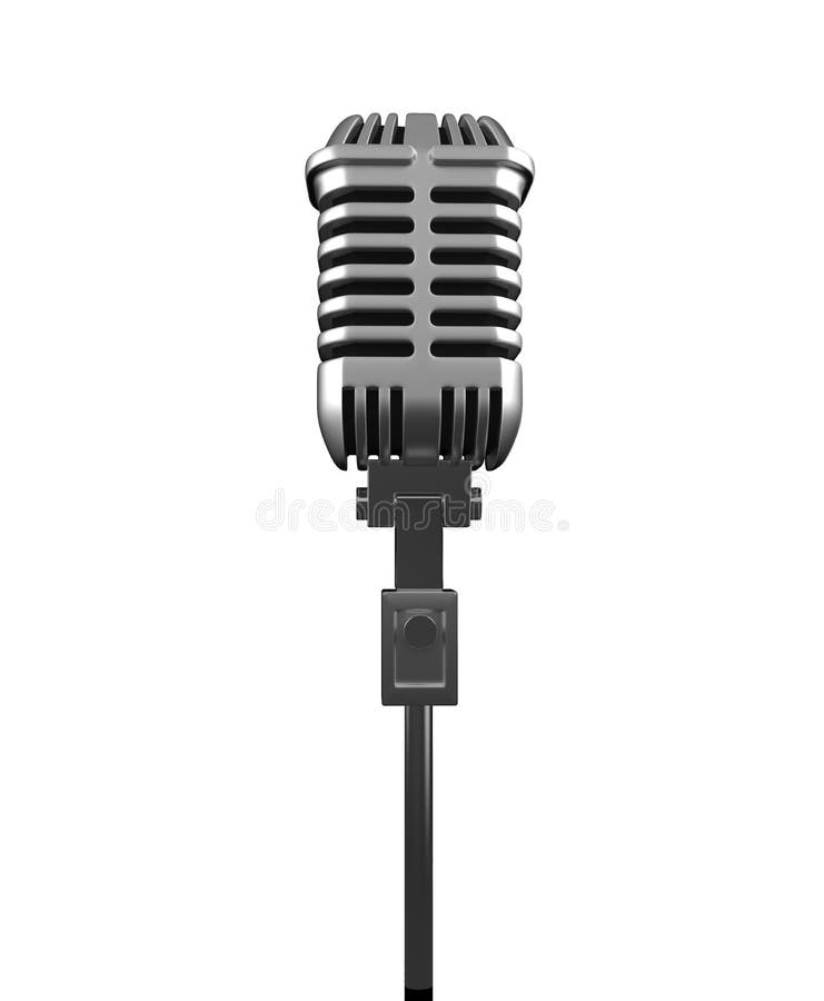 Silver Metal Microphone Isolate on White Background with Clipping Mask ...
