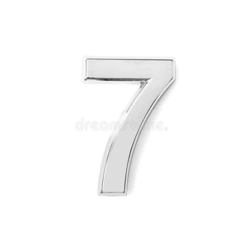 Silver Metal Number Seven on White Stock Image - Image of metallic ...