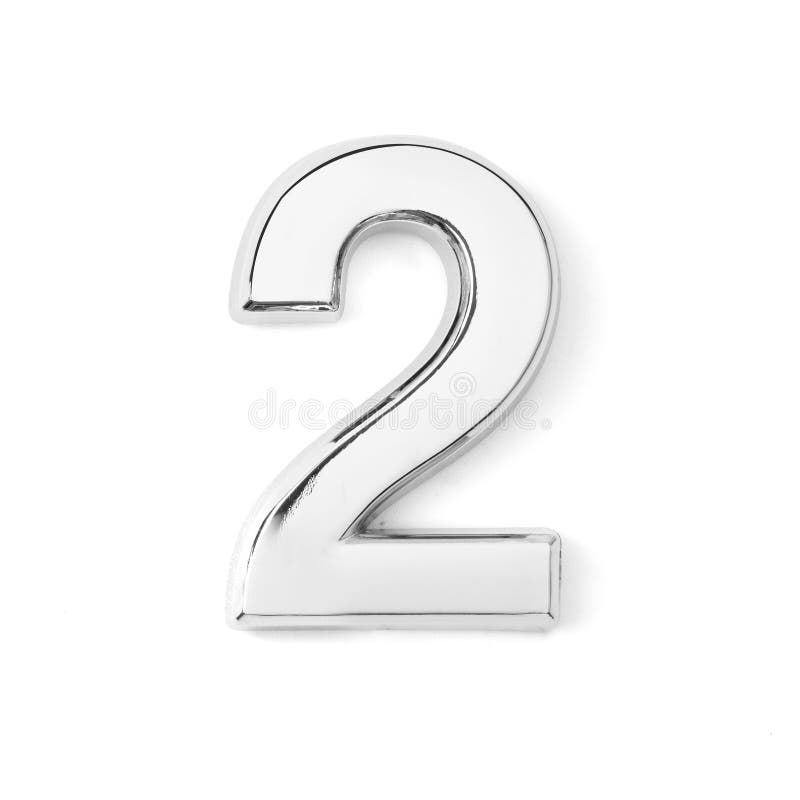 Silver Metal Number Two on White Stock Photo - Image of symbol, nickel ...