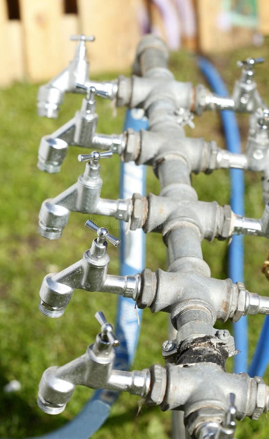 Silver Metal Outside Water Taps Stock Image - Image of taps, outside ...