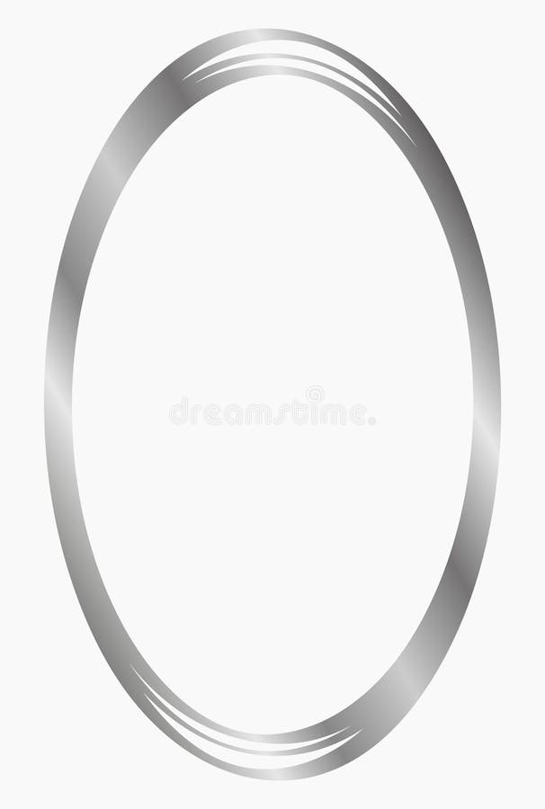 Silver Metal Oval Frame Isolated on White Stock Vector - Illustration ...