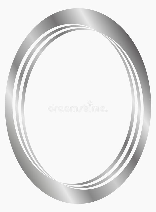 Silver Oval Metal Frame Isolated on White. Vector Frame for Photo Stock ...