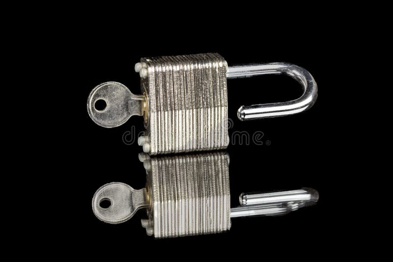 Silver Metal Padlock with Key Stock Image - Image of lock, padlock ...