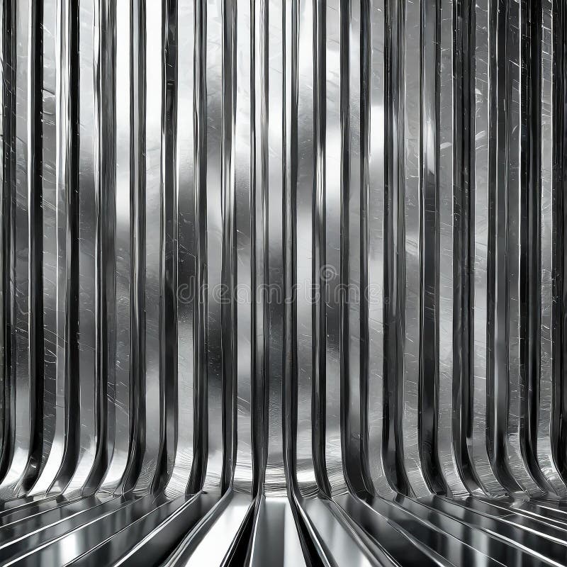 Silver Metal Panels. Parallel Lines, Three-dimensional Striped ...