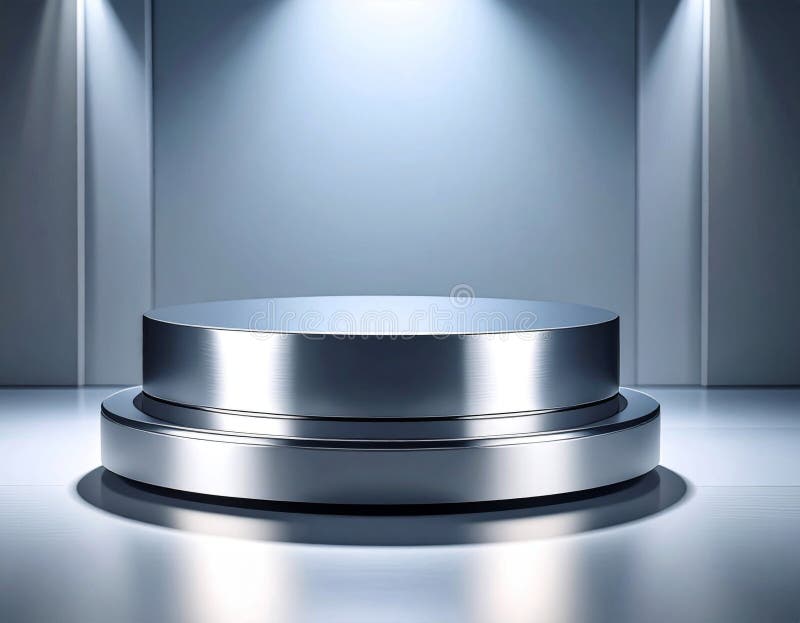 Silver Metal Podium on a Clean Studio Background Stock Illustration ...