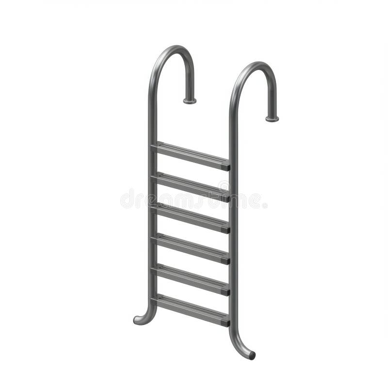 Silver Metal Pool Ladder with Curved Handrails Stock Illustration ...