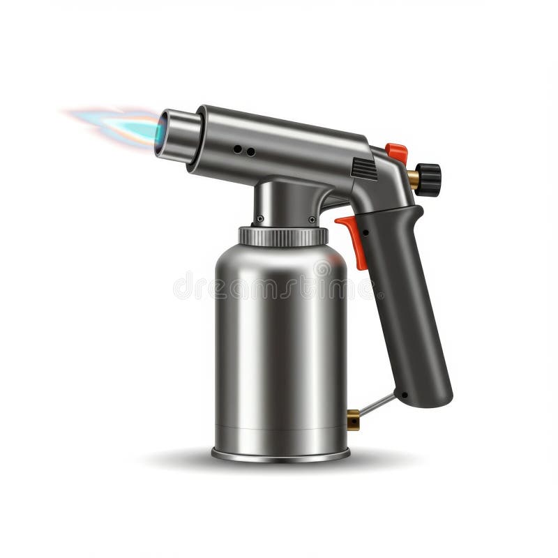Silver Metal Propane Torch with Blue Flame Stock Illustration ...