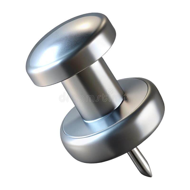 Silver Metal Push Pin on White Background Stock Illustration ...