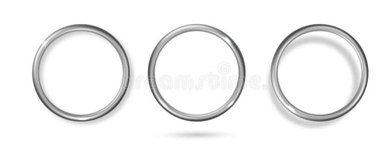 Silver Metal Ring Isolated. Metal Circle Empty Frame Realistic Stock Vector - Illustration of ...
