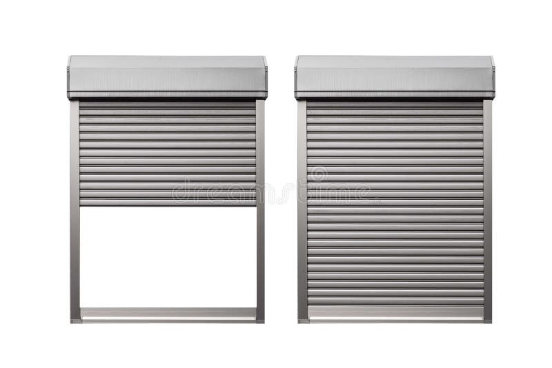 Silver Metal Roller Door Shutter Isolated Stock Image - Image of closed ...