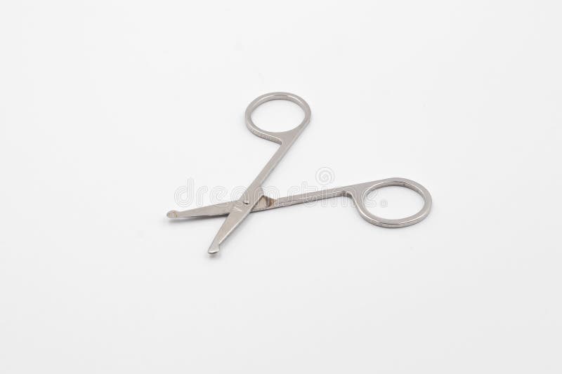Silver Metal Scissors on a White Background, Scissors for Sewing on ...