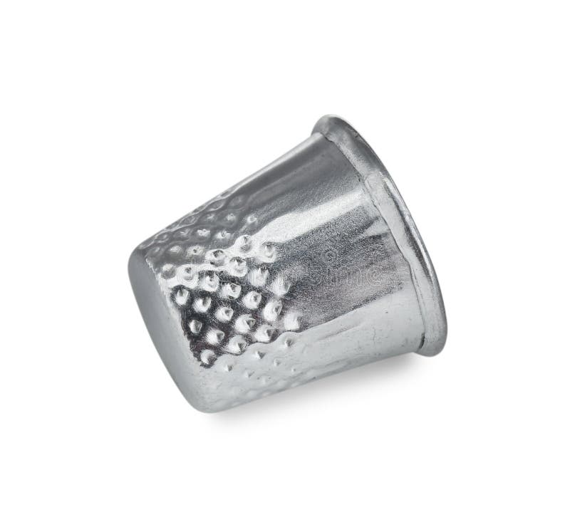 Silver Metal Sewing Thimble Isolated on White, Above View Stock Photo ...