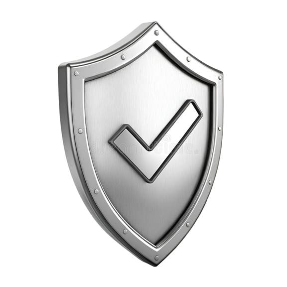 Silver Metal Shield Icon Checkmark 3 D Render 3d Render Stock ...