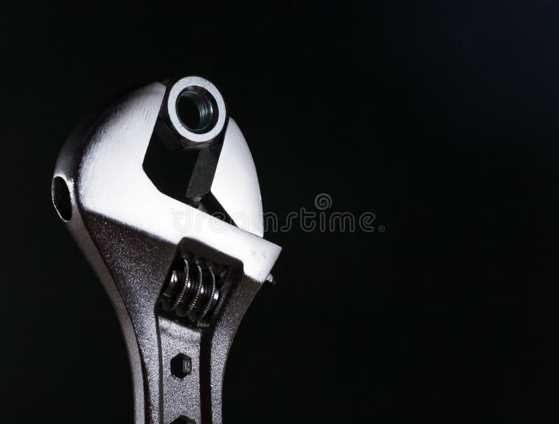524 Silver Metal Spanner Nut Black Background Stock Photos - Free ...