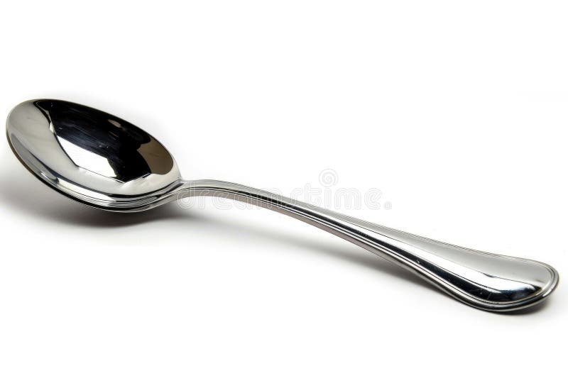 A Silver Metal Spoon Isolated on a White Background Stock Illustration ...