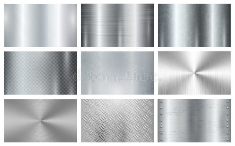 Silver Metal Textures, Chrome or Iron Stock Vector - Illustration of ...