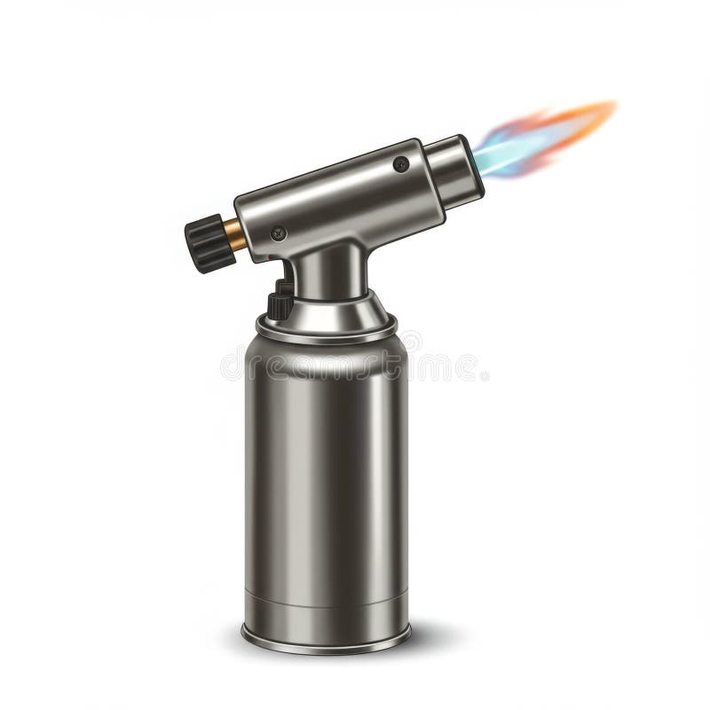 Silver Metal Torch with Blue and Orange Flame Stock Illustration ...