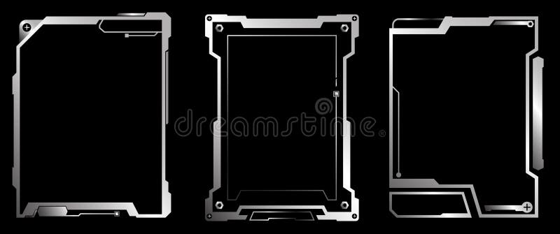 Metalic Futuristic Frame Vector, Isolated Cyberpunk, Sci-Fi Interface ...