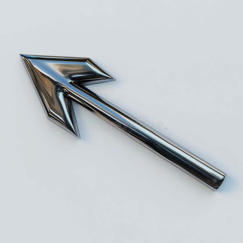 Silver Metallic Arrow on a White Background. 3d Render Illustration ...