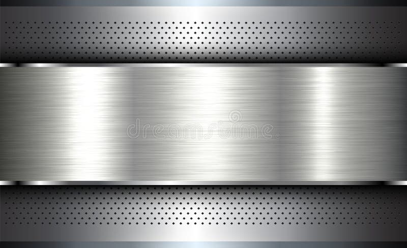 Silver Metallic Background with Brushed Metal Pattern Banner, 3d ...