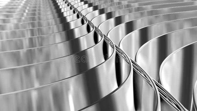 Silver Metallic Background, Shiny Chrome Striped 3D Metal Abstract ...