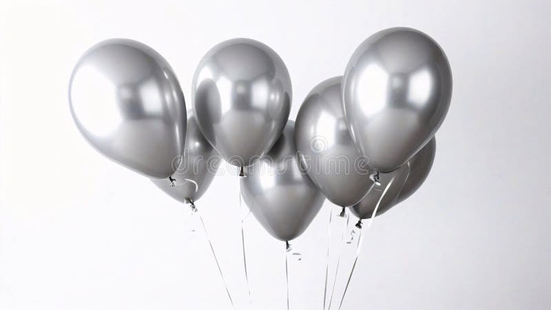 Silver Metallic Balloons Bunch Isolated on White Stock Illustration ...