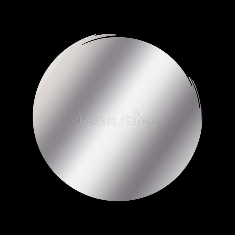 Silver Metallic Circle. Vector Glossy Button. Reflective Chrome Shape ...