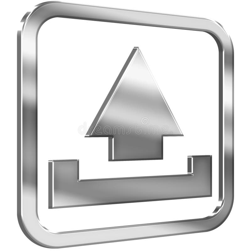 Upload 3D Icon with Silver Metallic Effect in a Square with Modern ...