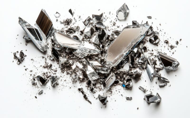 Silver Metallic Flakes Scatter in Intricate Patterns Across a White ...