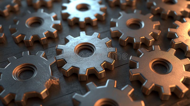 Silver Metallic Gears Interlocking Precision Engineering in a Sleek ...