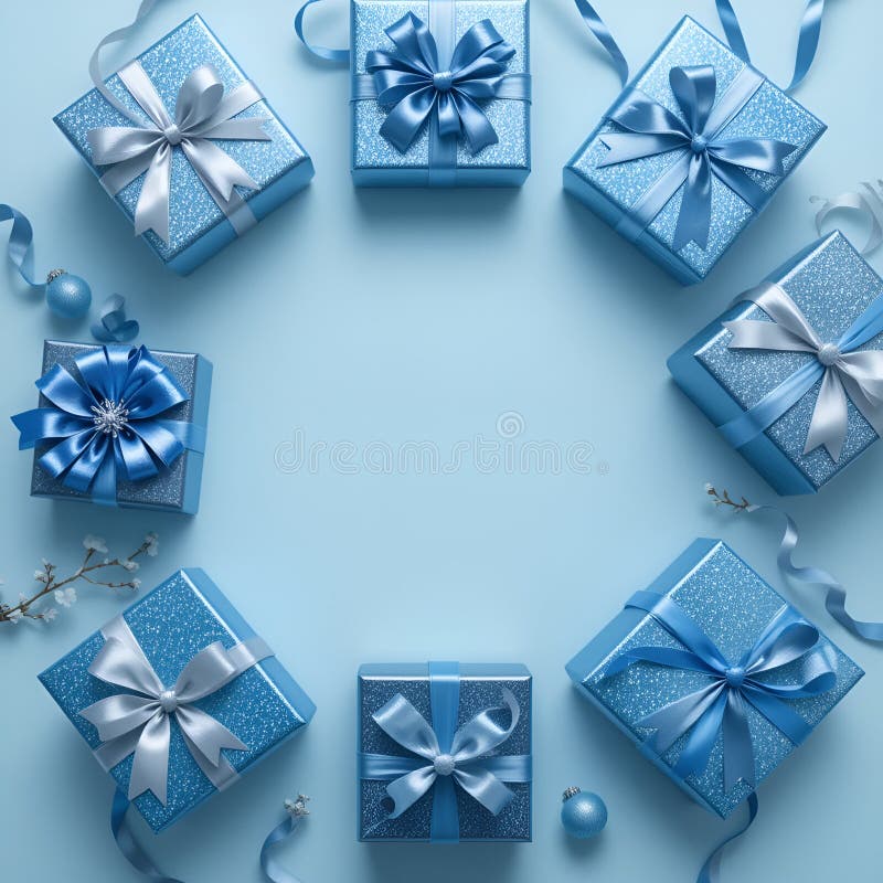 Silver Metallic Gift Boxes with Elegant Ribbons. Stock Illustration ...