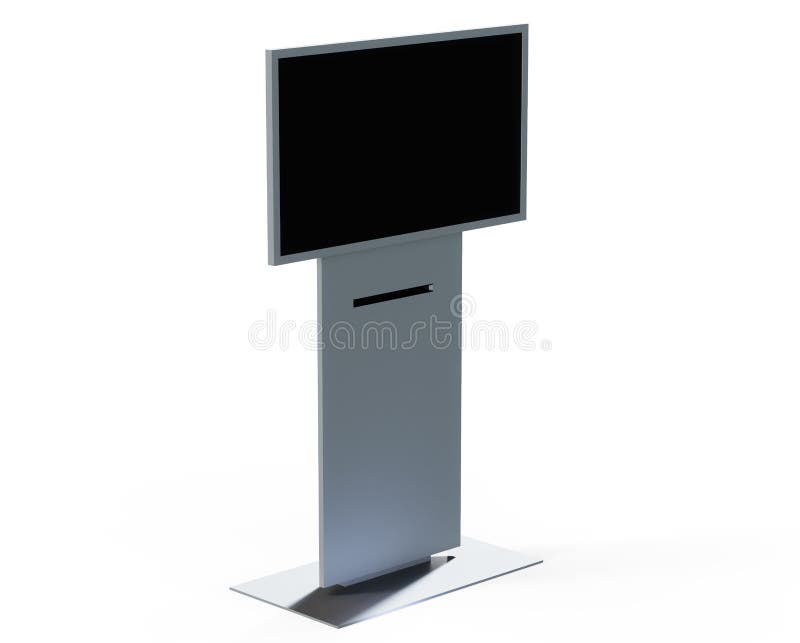 Silver Metallic Interactive Information Terminal. Front View of a Touch ...