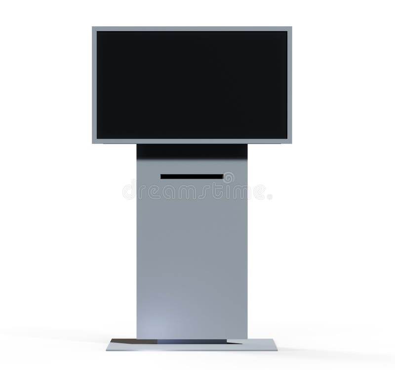 Silver Metallic Interactive Information Terminal. Front View of a Touch ...